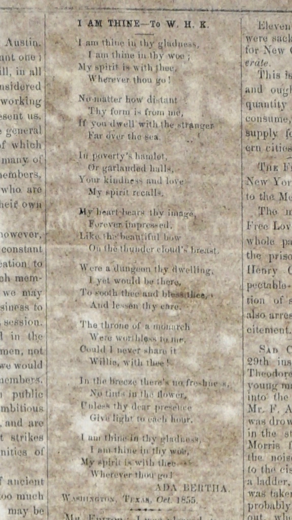 Adah Isaacs Menken’s pieces in the Gazette | Liberty Vindicator